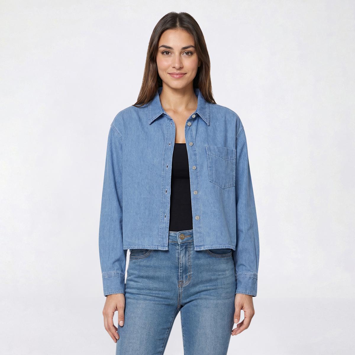 Click here for Petite Architect(R) Long Sleeve Denim Cropped Butt... prices